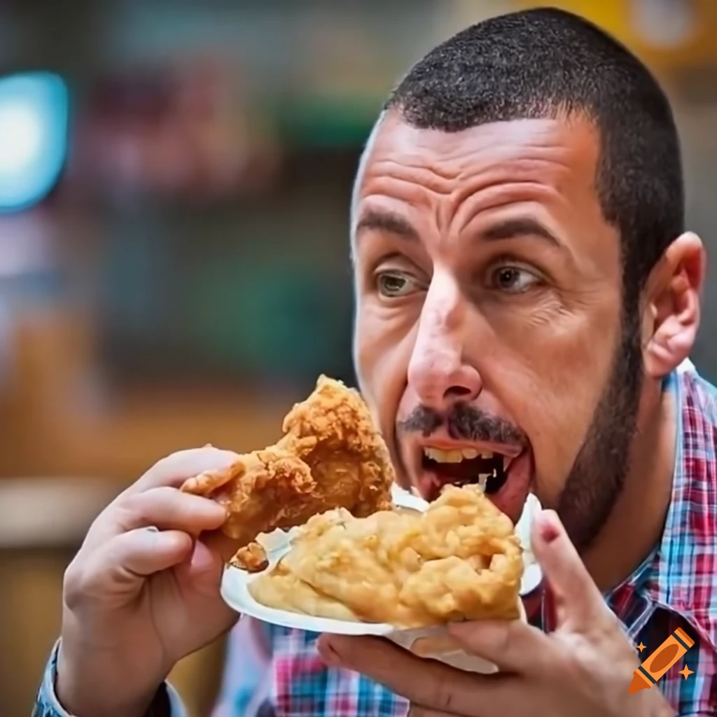 Adam sandler enjoying chicken tenders at applebee's on Craiyon