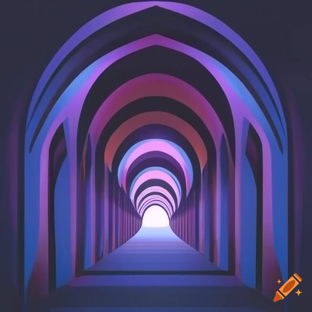 Abstract art with geometric arches on Craiyon