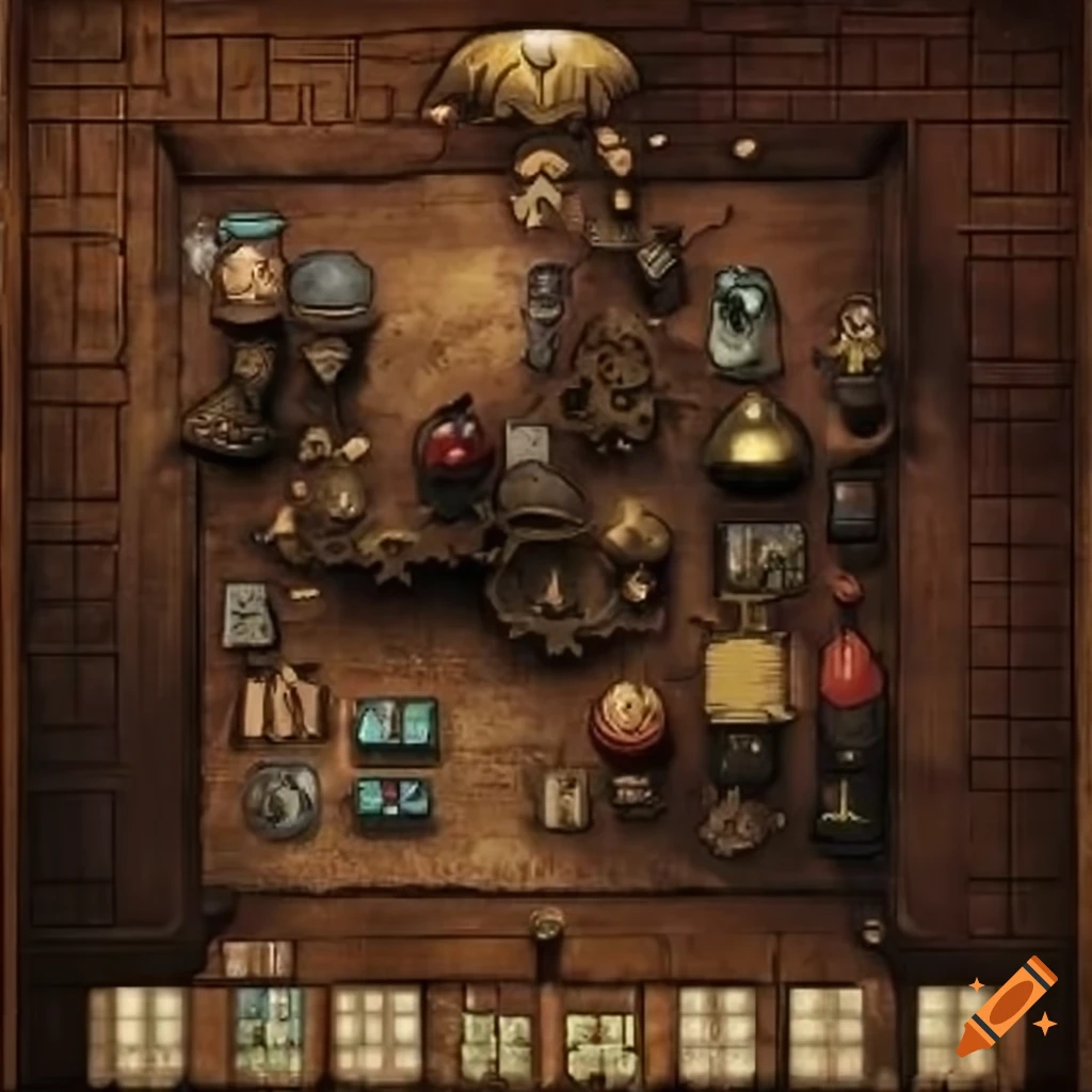 Steampunk rpg game inventory on Craiyon