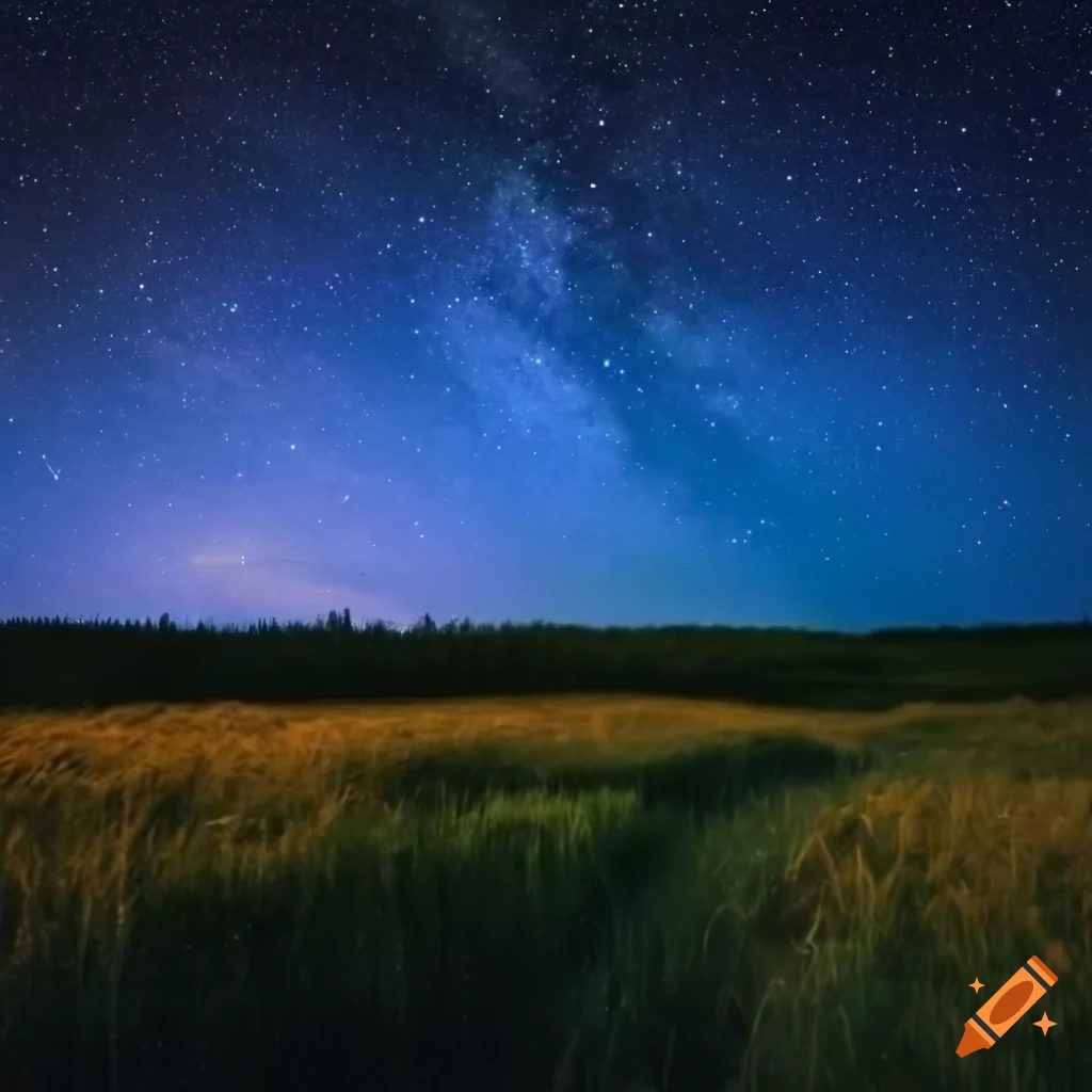 Starry night sky above a peaceful meadow on Craiyon