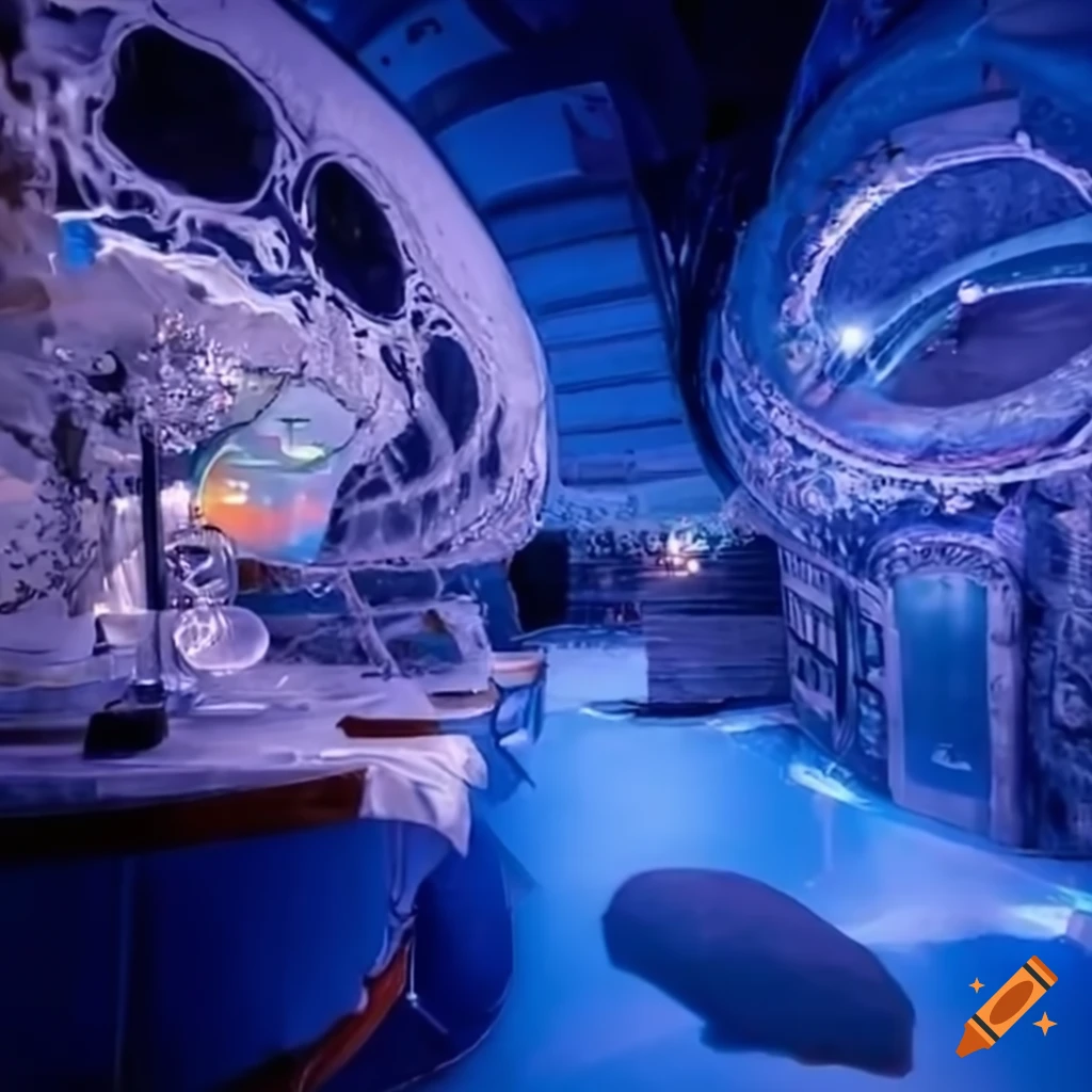 Futuristic restaurant in space on Craiyon