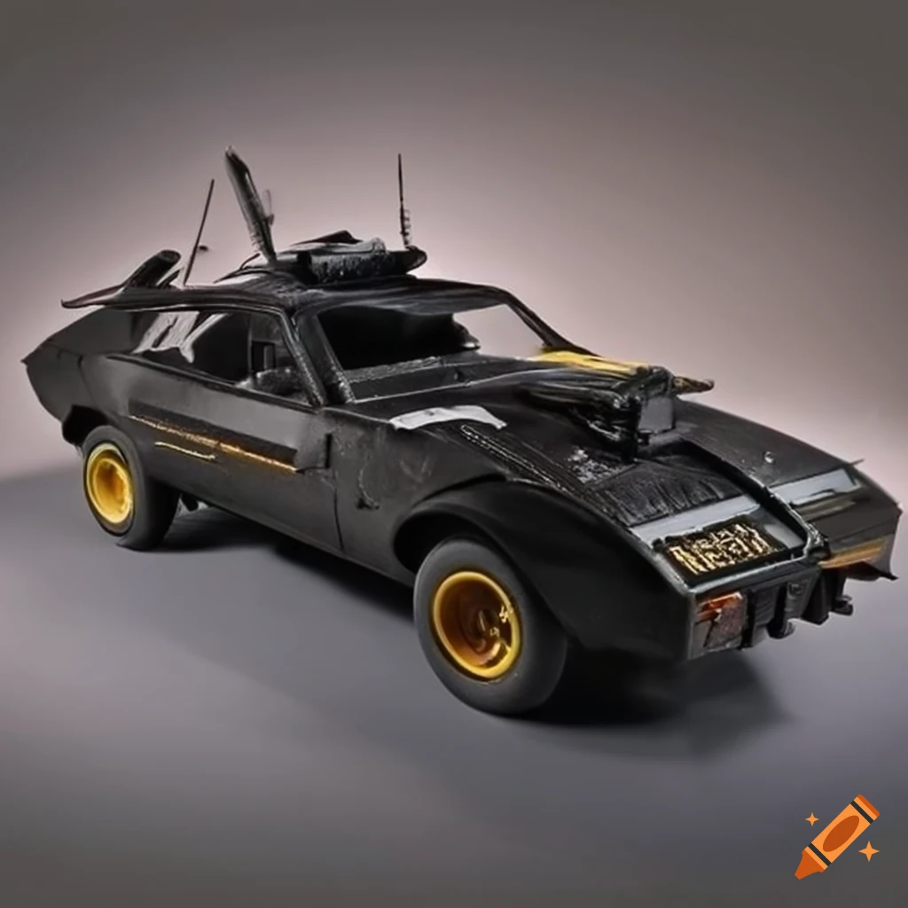 Detailed miniature replica of mad max interceptor car on Craiyon
