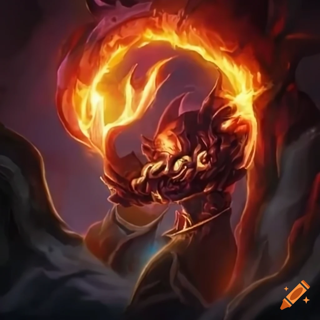 Hearthstone tempest of magma spell logo on Craiyon