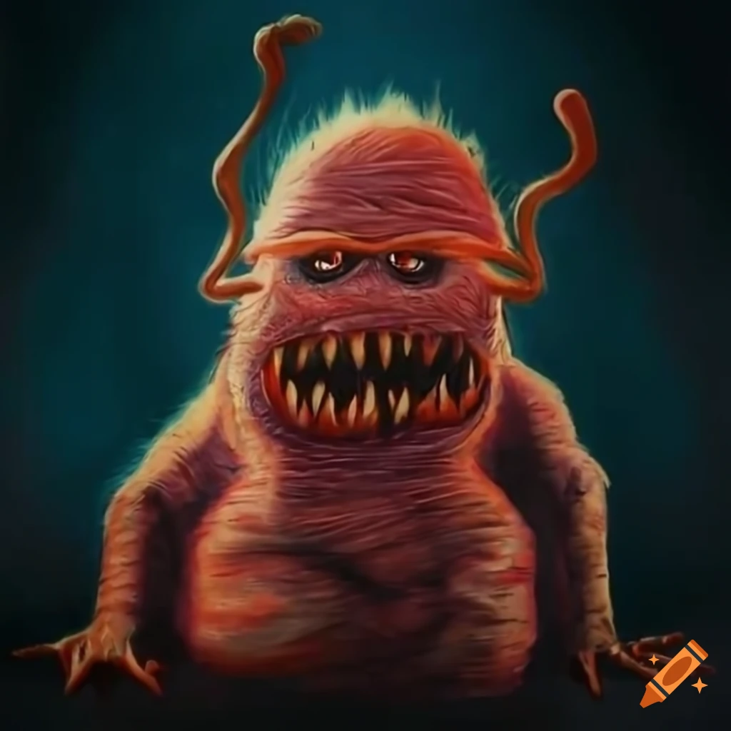 Detailed illustration of a monster drawing on Craiyon