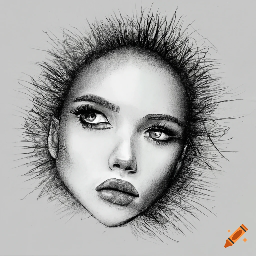 Upward gaze of an eye in charcoal drawing on Craiyon