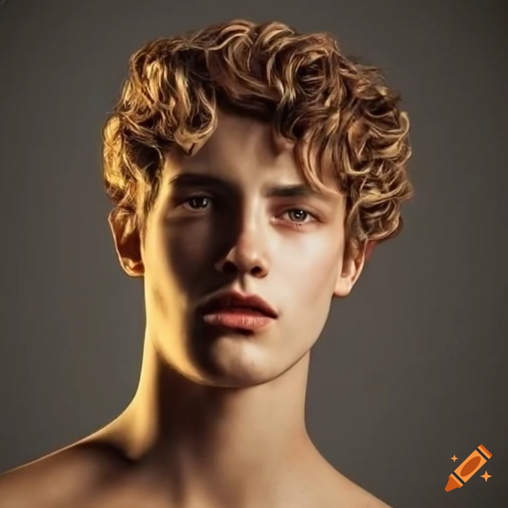 Sculpture of a handsome male youth in a toga on Craiyon