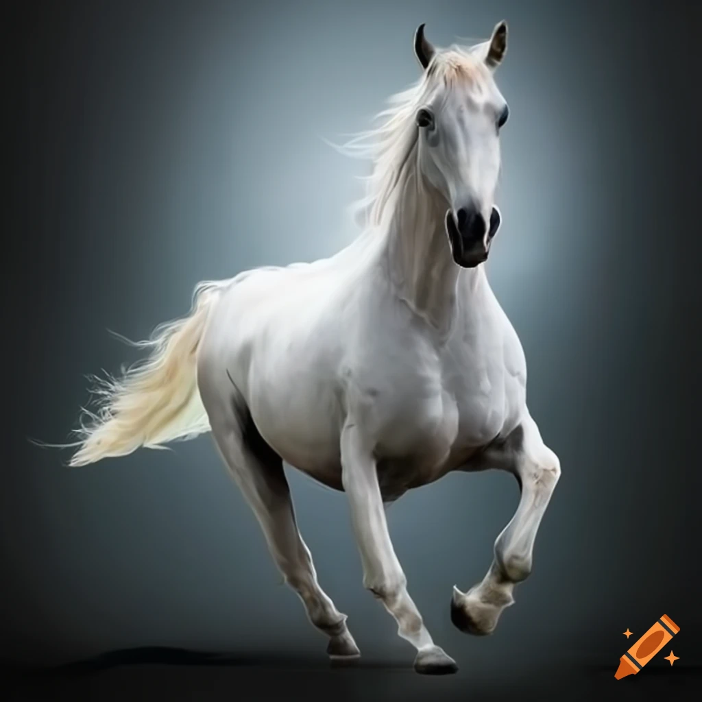 White horse running on Craiyon