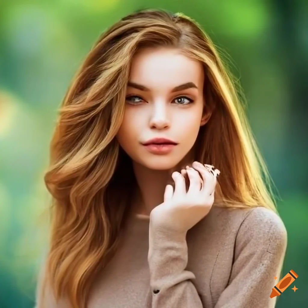Portrait Of A Girl With Hazel Eyes And Golden Hair On Craiyon