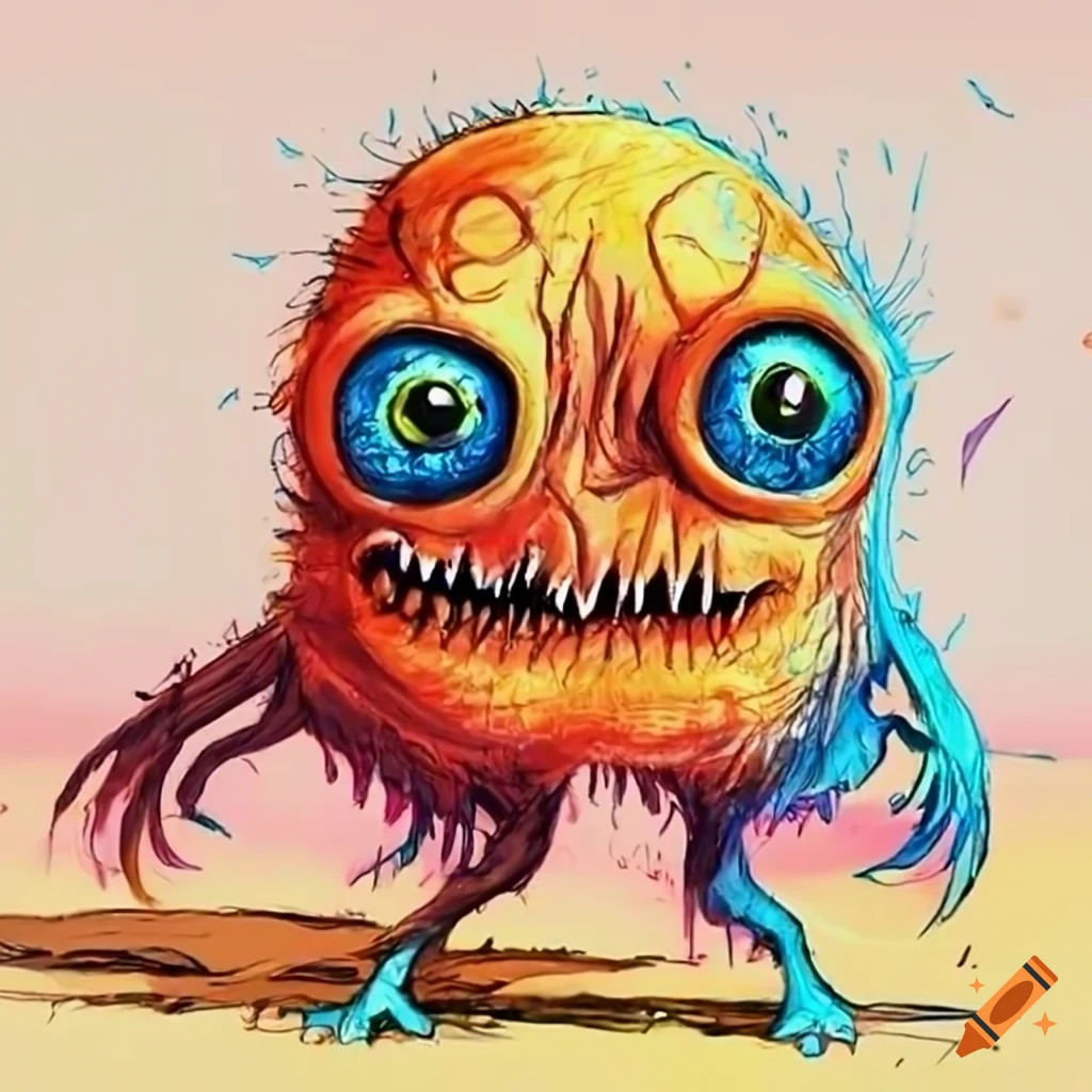 Detailed drawing of a monster on Craiyon