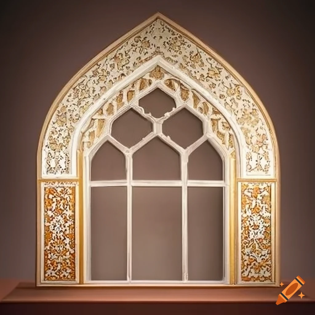 White altar window with Islamic art design on Craiyon