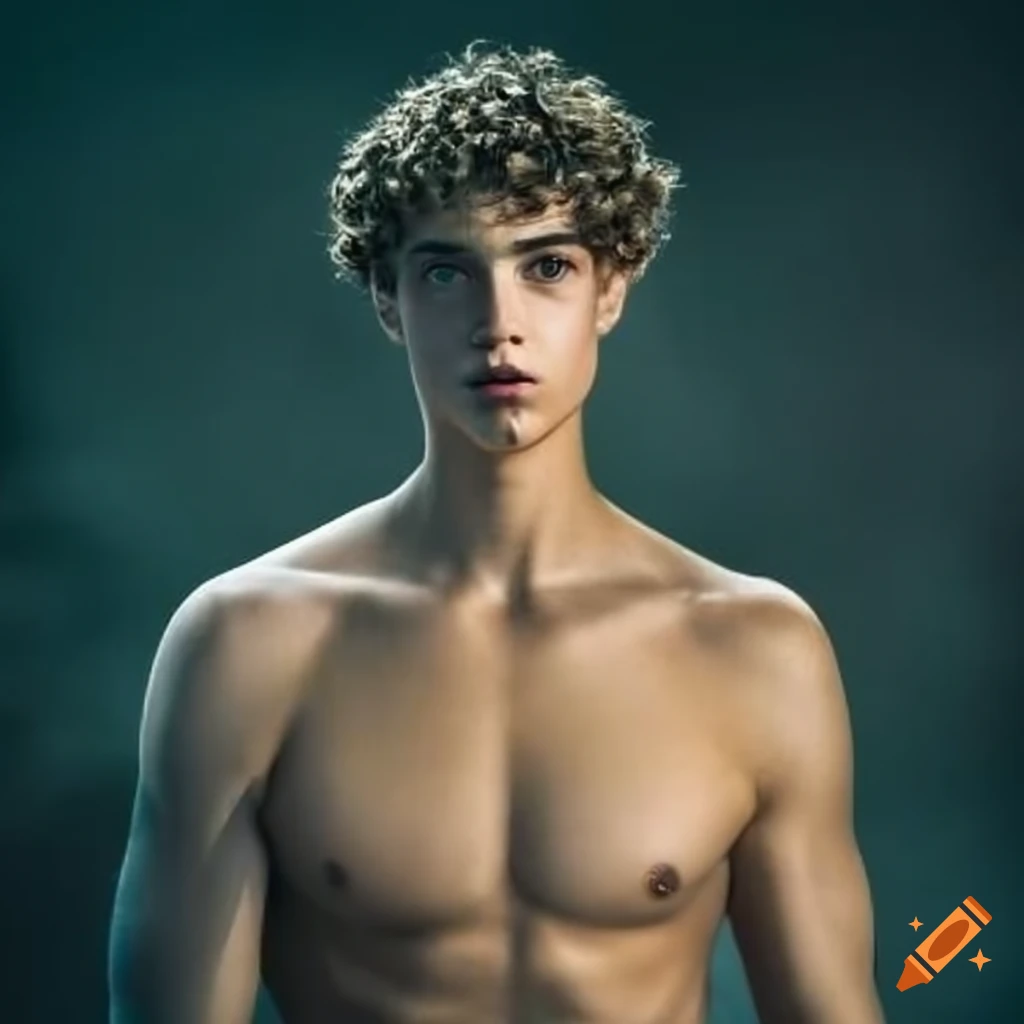 17-year-old male greek mythology hero with light green eyes and tanned skin