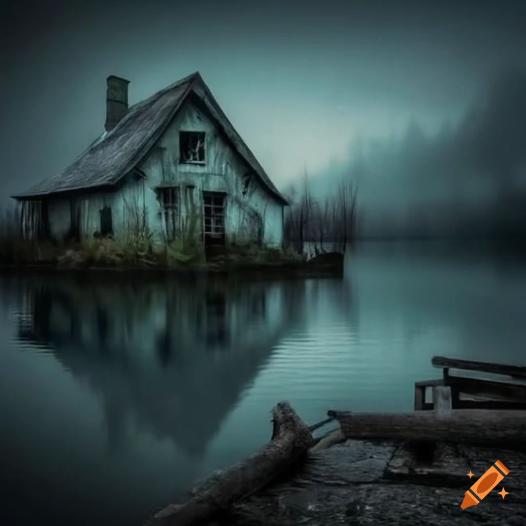 Haunted cottage under full moon on Craiyon