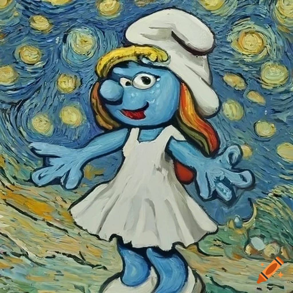 Smurfette painting by van gogh