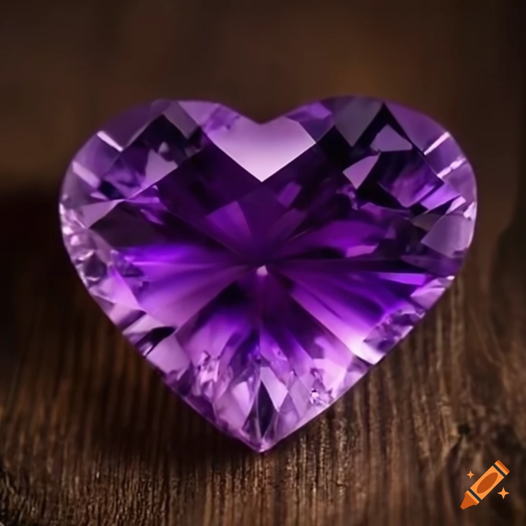 Amethyst heart-shaped gemstone