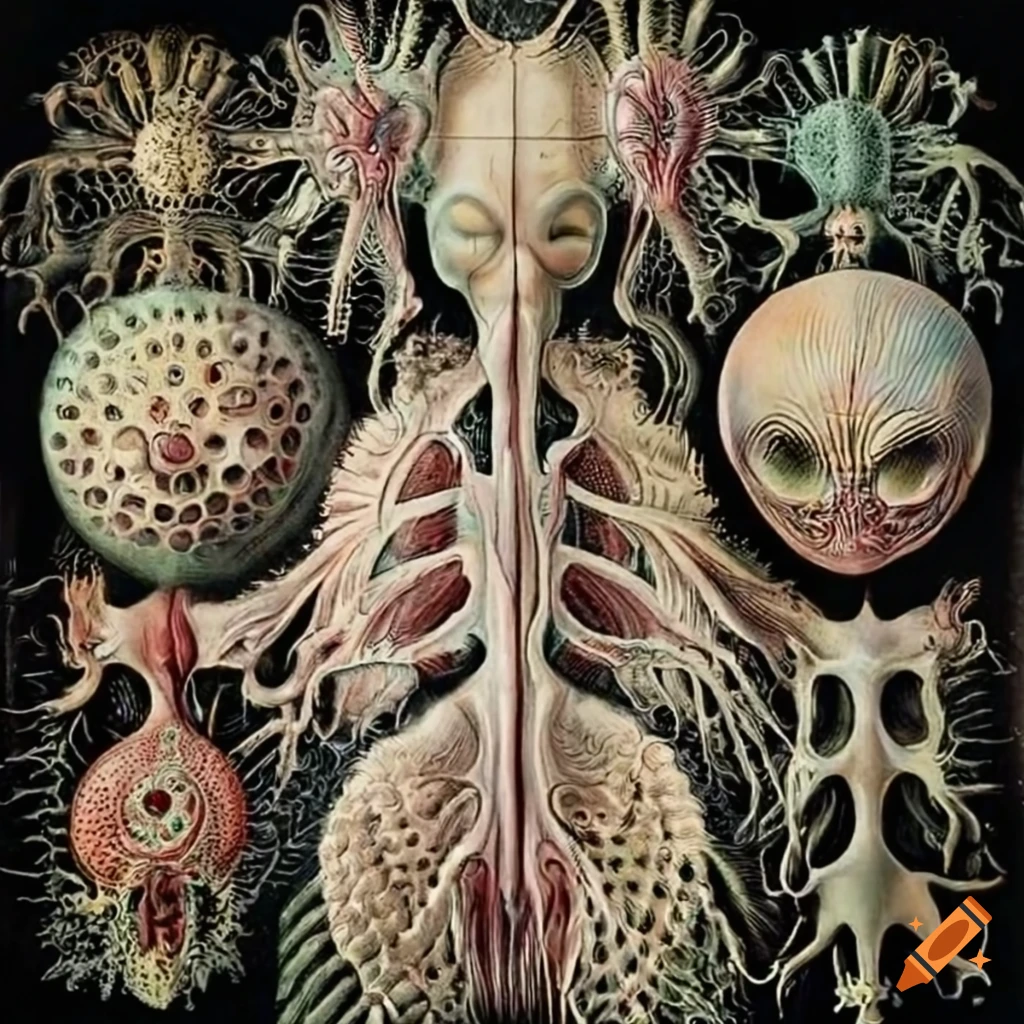 Vintage artwork of alien soul anatomy on Craiyon