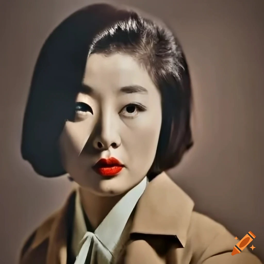 Ukiyo-e inspired illustration of an asian actress with a handgun on Craiyon