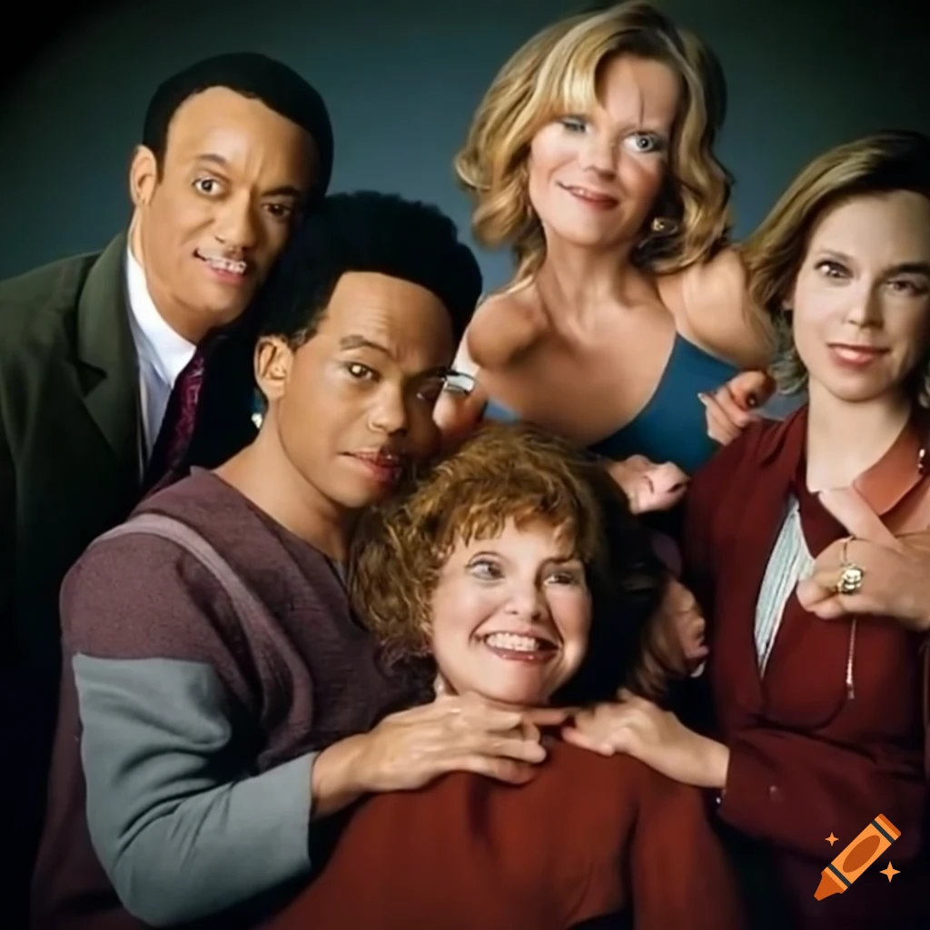 Cast members of a sitcom on Craiyon