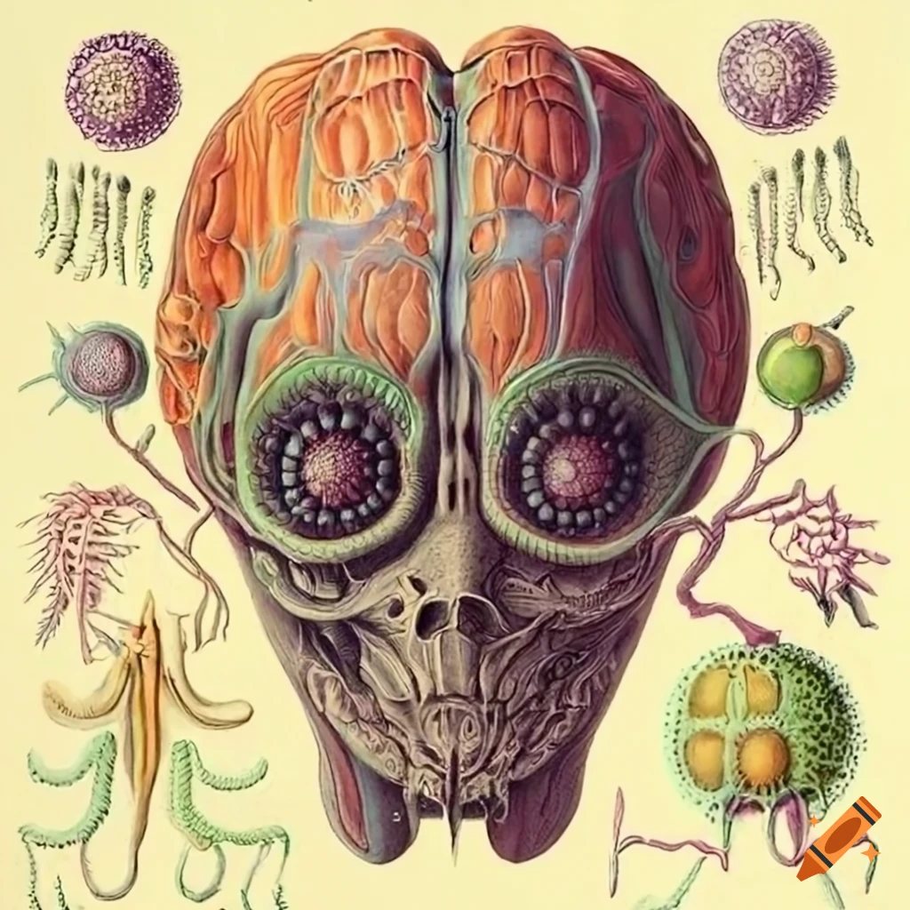 Retro alien anatomy illustration on Craiyon