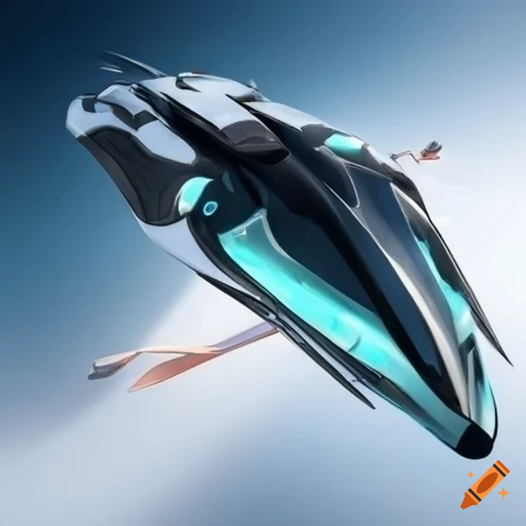 Futuristic spaceship with bird-inspired wings on Craiyon