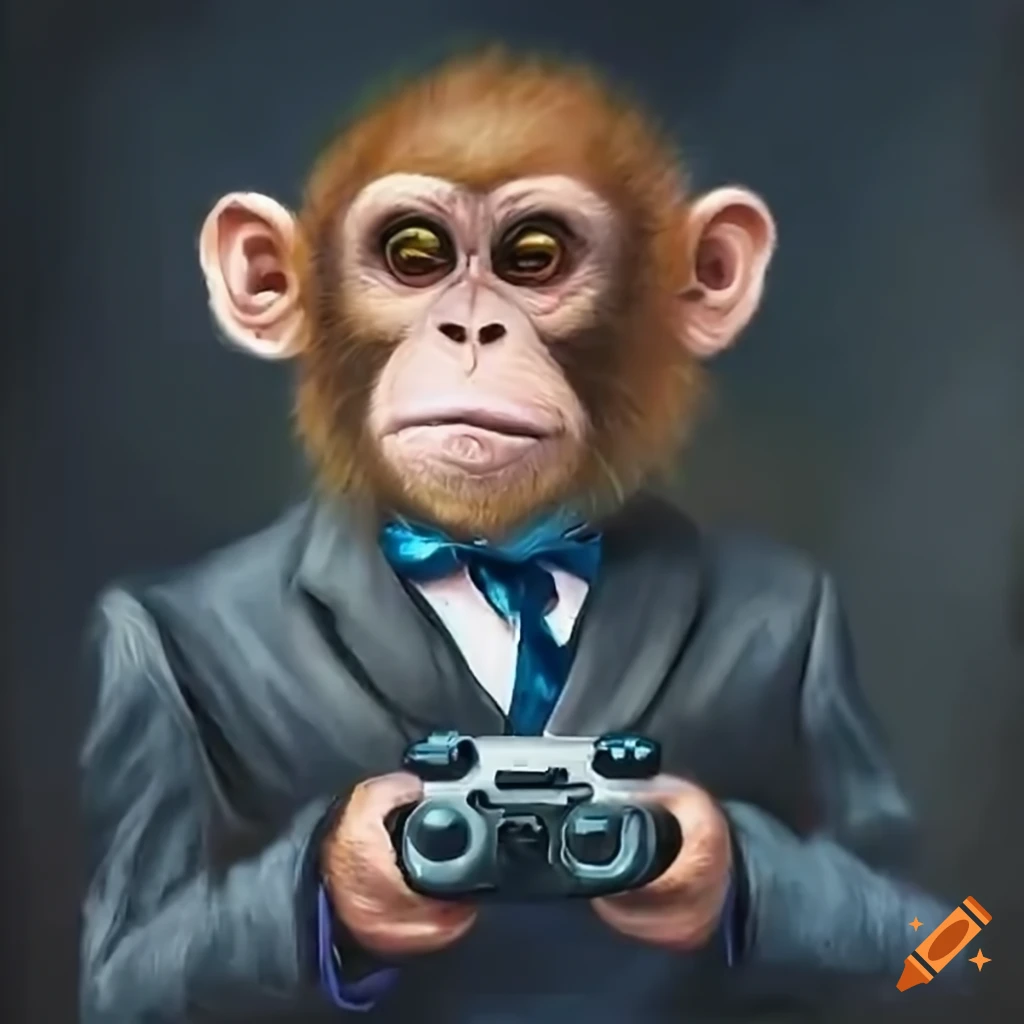 Stylish monkey playing video games on Craiyon