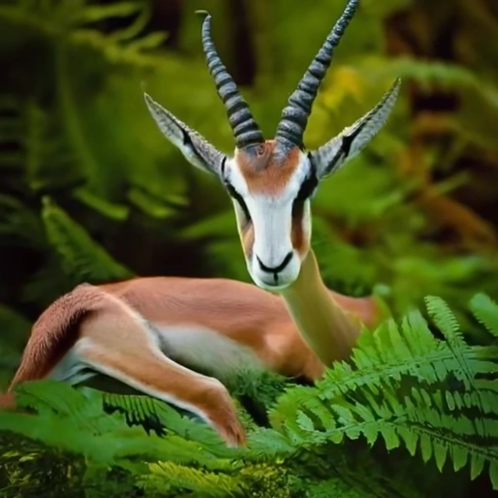 Springbok resting on ferns on Craiyon