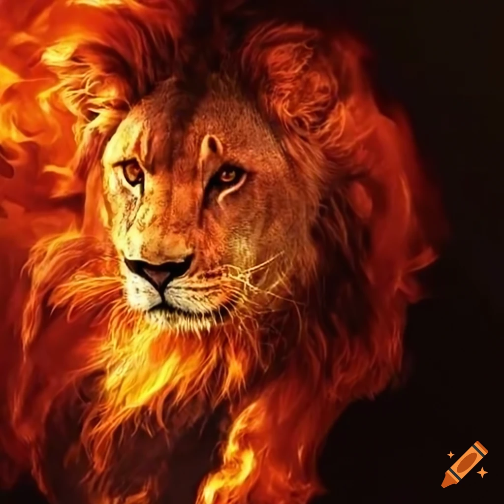 Fire lion image on Craiyon