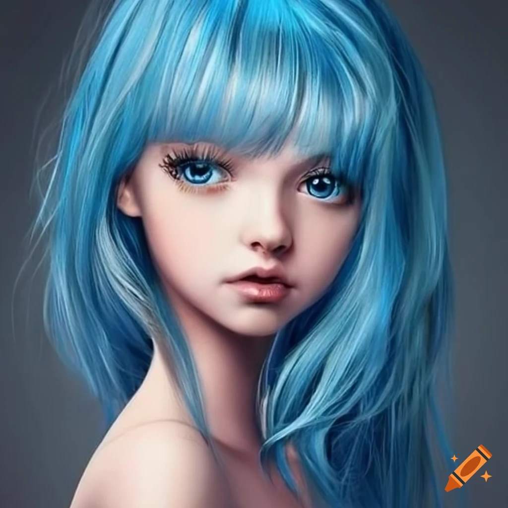 Girl with blue hair on Craiyon