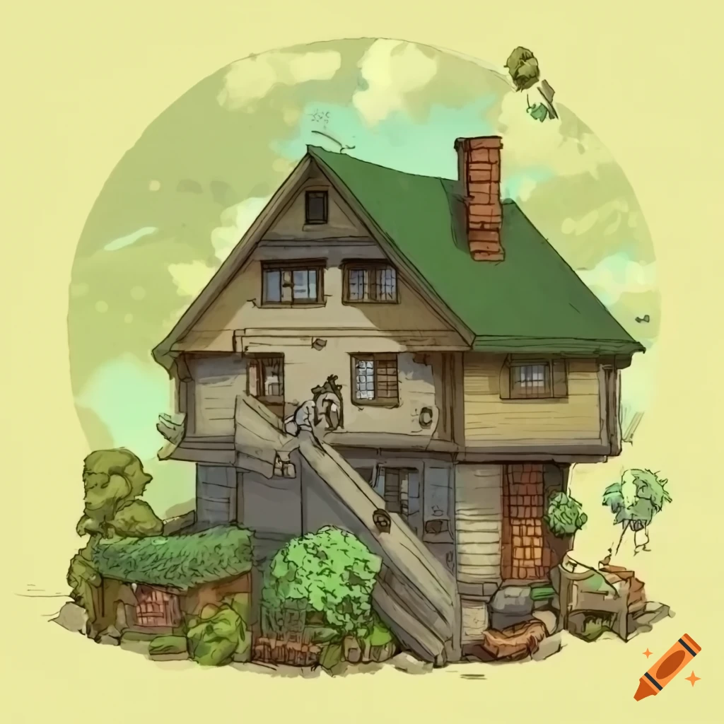 Isometric cross section of a house with a garden on Craiyon