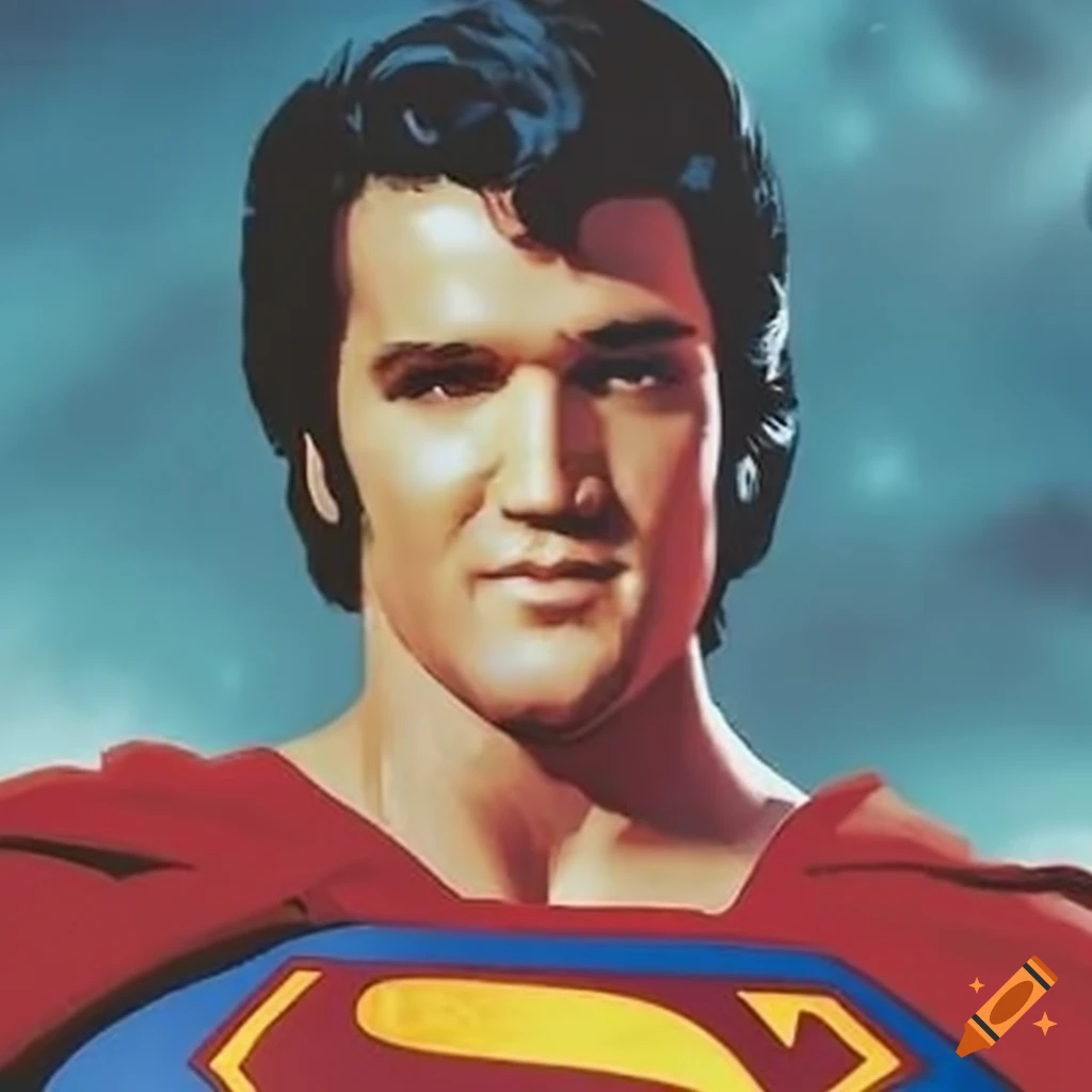 Artistic depiction of Elvis as Superman on Craiyon