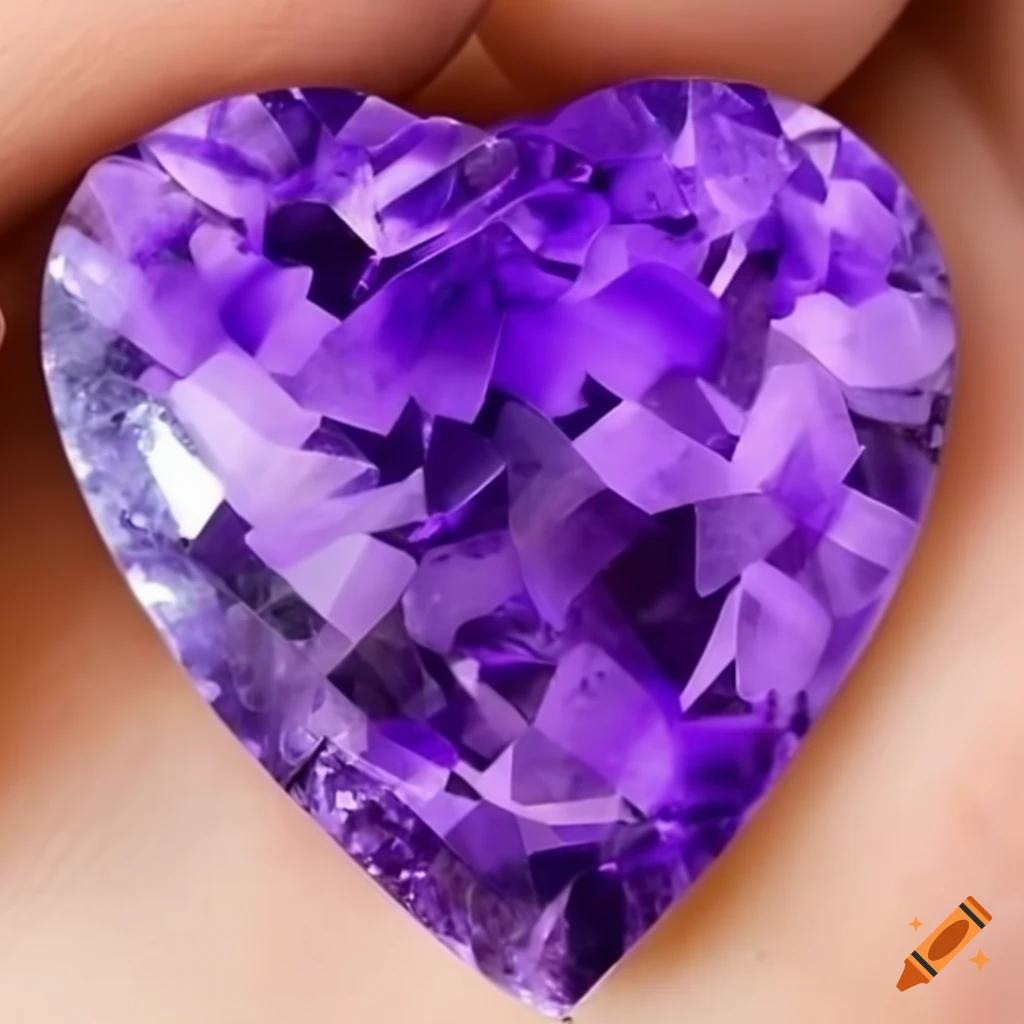 Amethyst heart-shaped gemstone