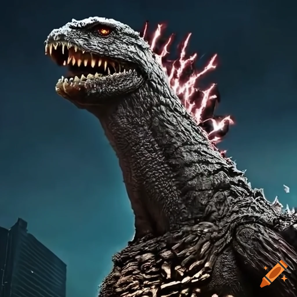 Image of godzilla causing destruction in a city on Craiyon