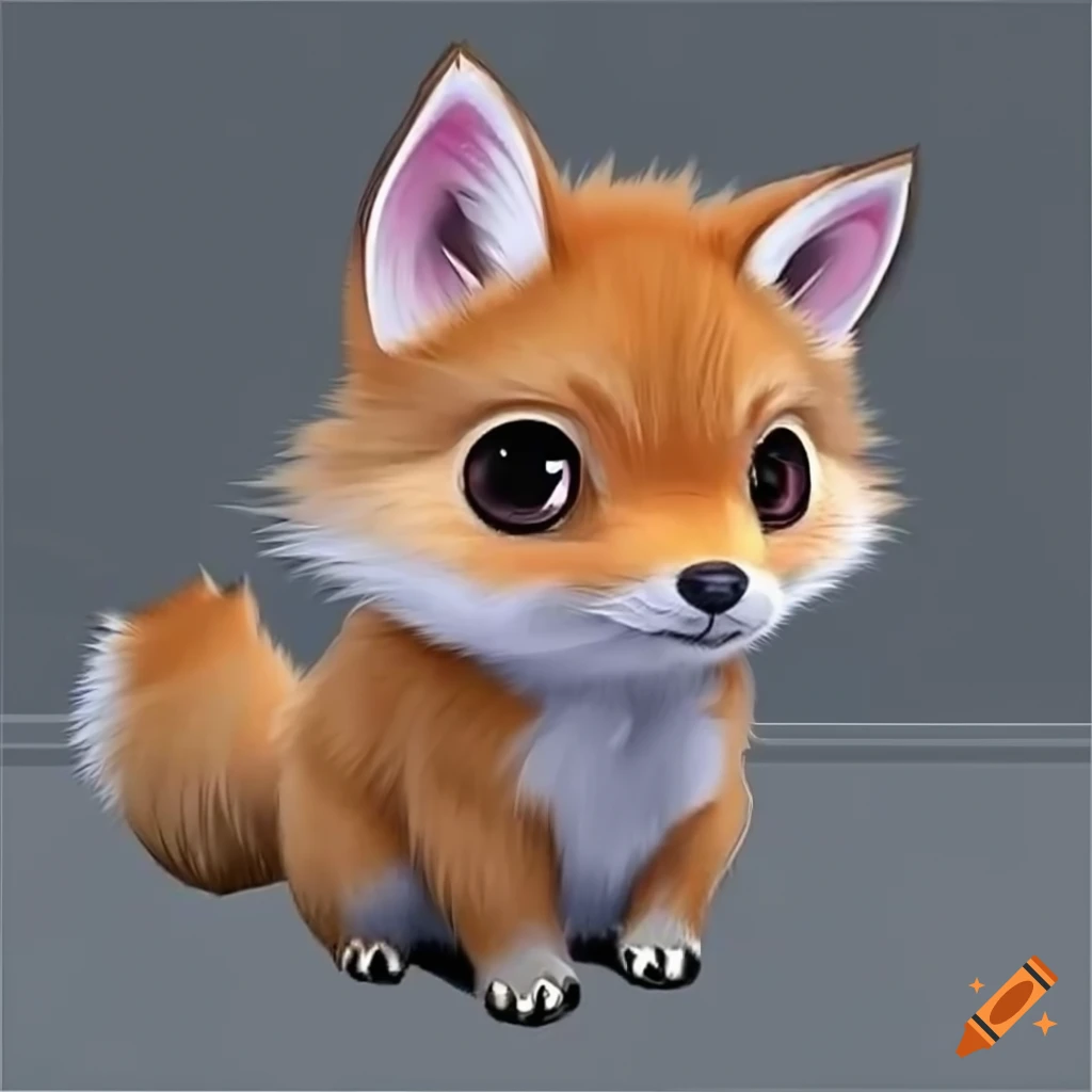 Cute realistic baby fox sitting happily on Craiyon
