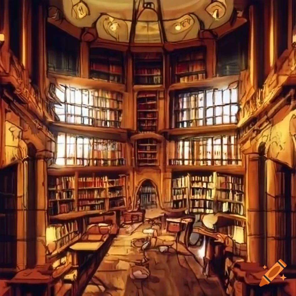Anime-style library with detailed interior on Craiyon