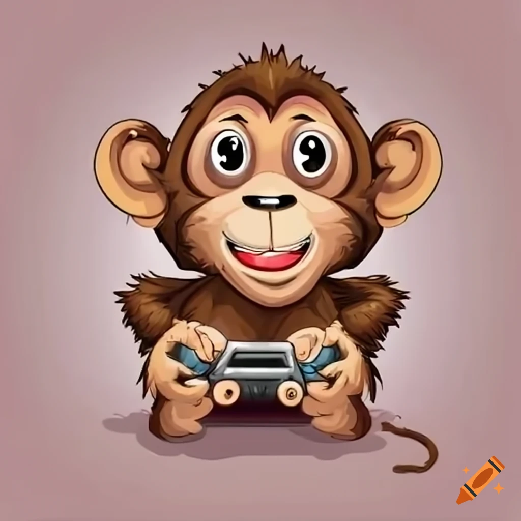 Smiling monkey playing video game on Craiyon