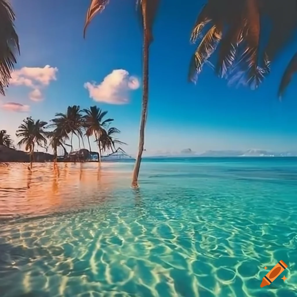 Botella de ginebra Libellis en una playa del Caribe on Craiyon