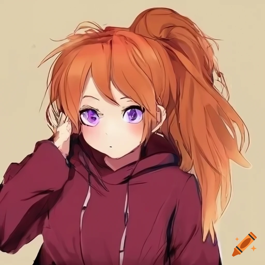 Anime girl with orange hair in MHA style on Craiyon