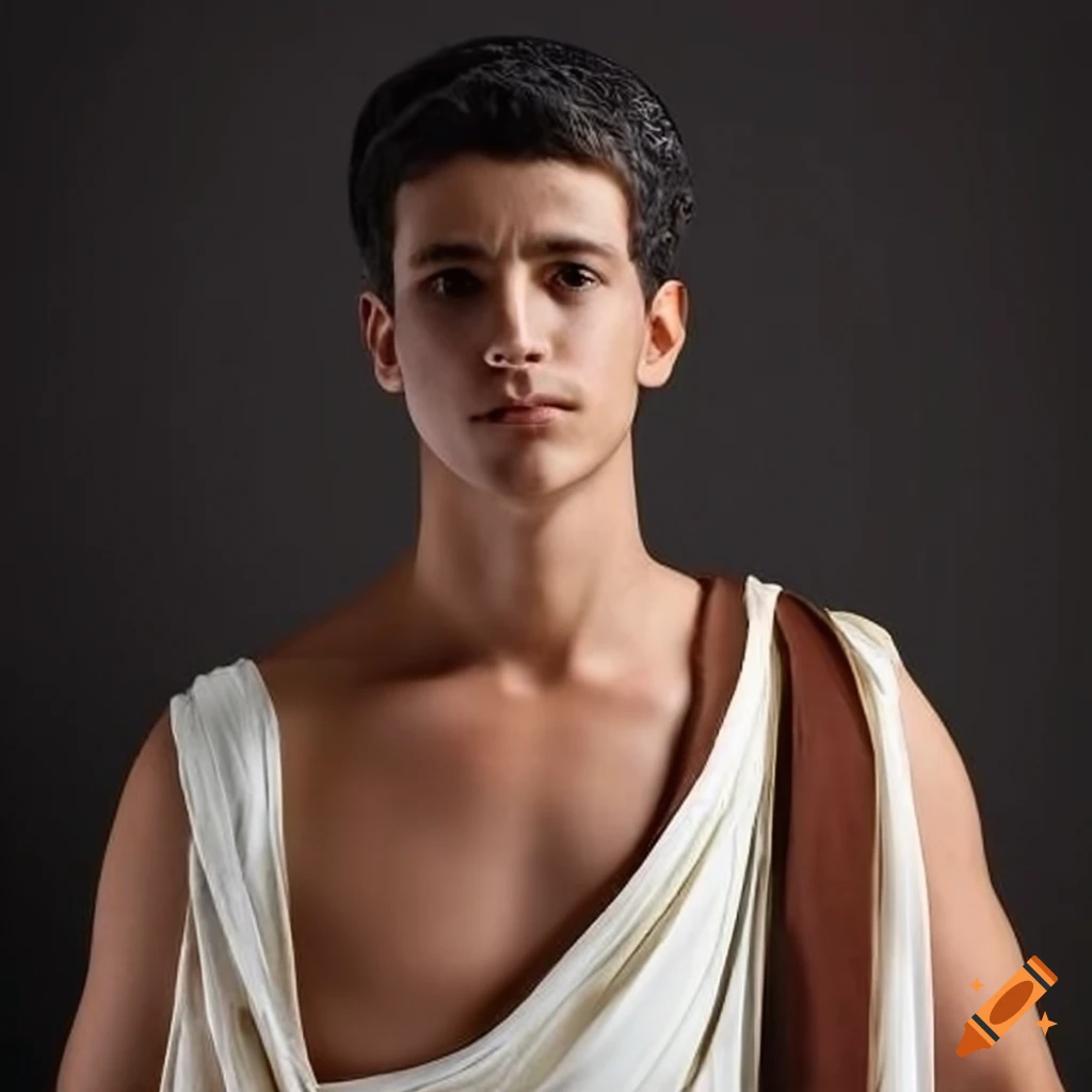 Handsome man in greek toga on Craiyon
