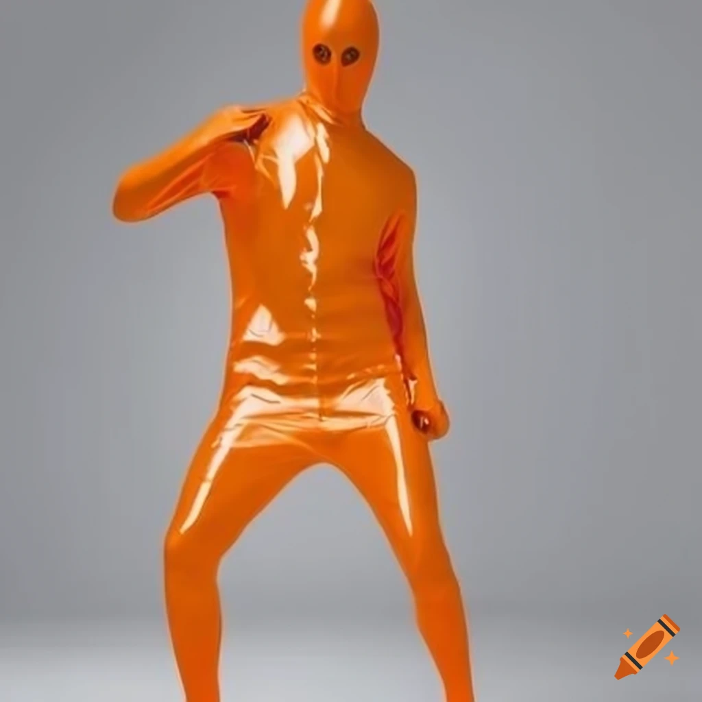 Orange reflective rubber morph suit
