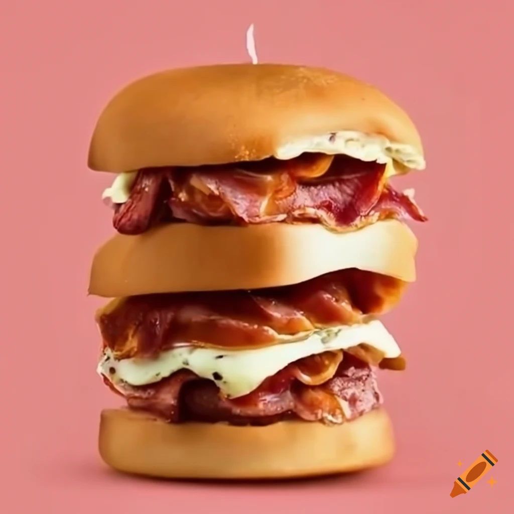 Delicious bacon cob with brown sauce and fried egg on Craiyon