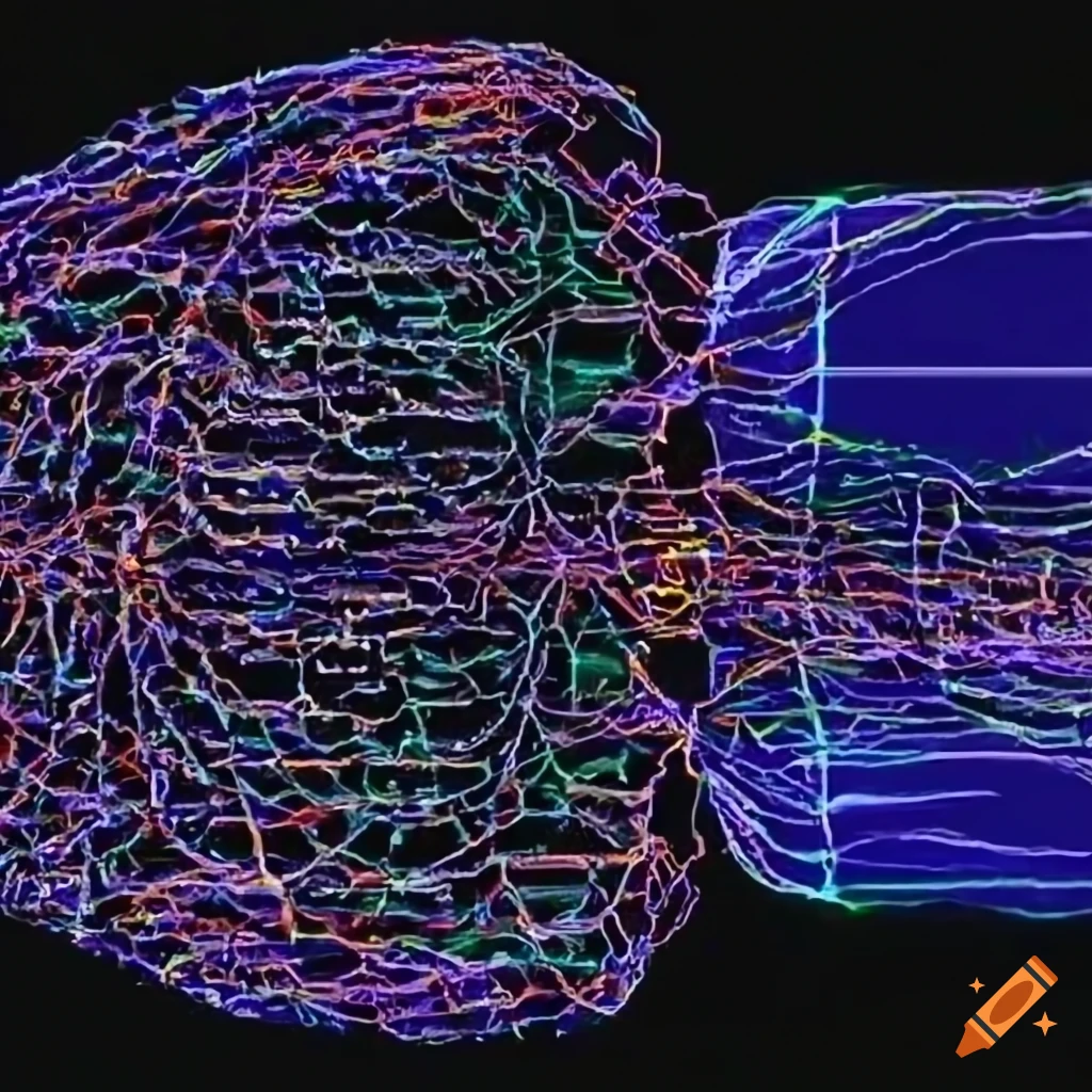 Schematic of a neural network architecture on Craiyon