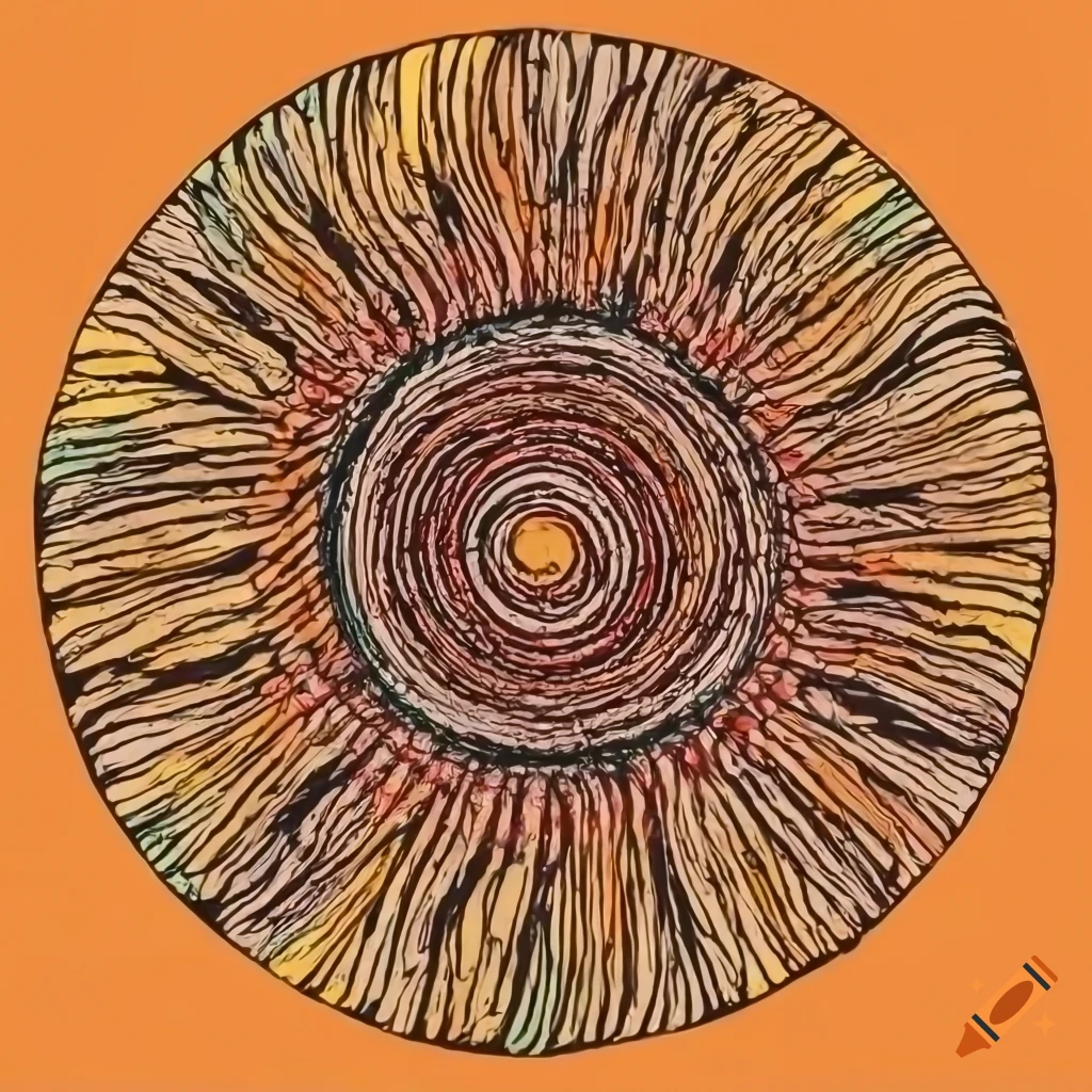 Close-up of a spherical seed with concentric circles on orange ...