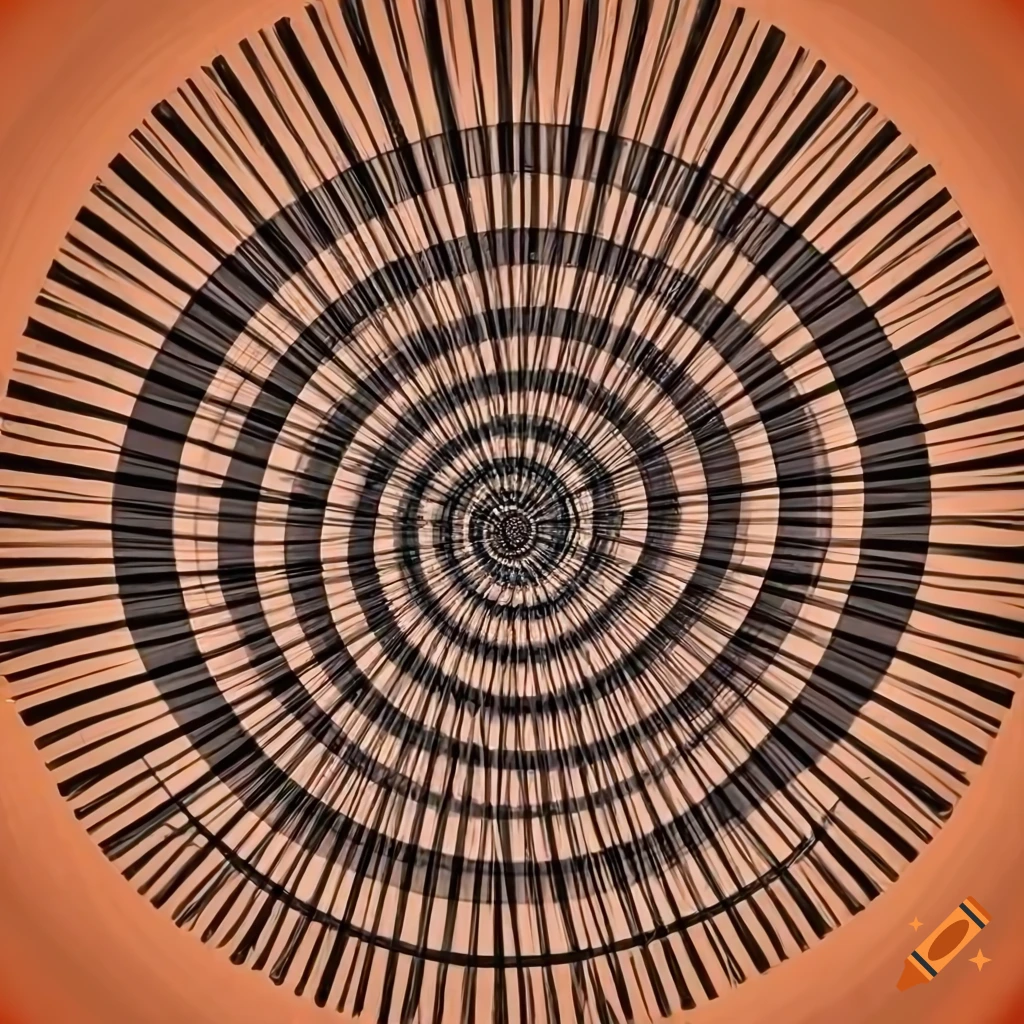 Close-up of a spherical seed with concentric circles on orange background
