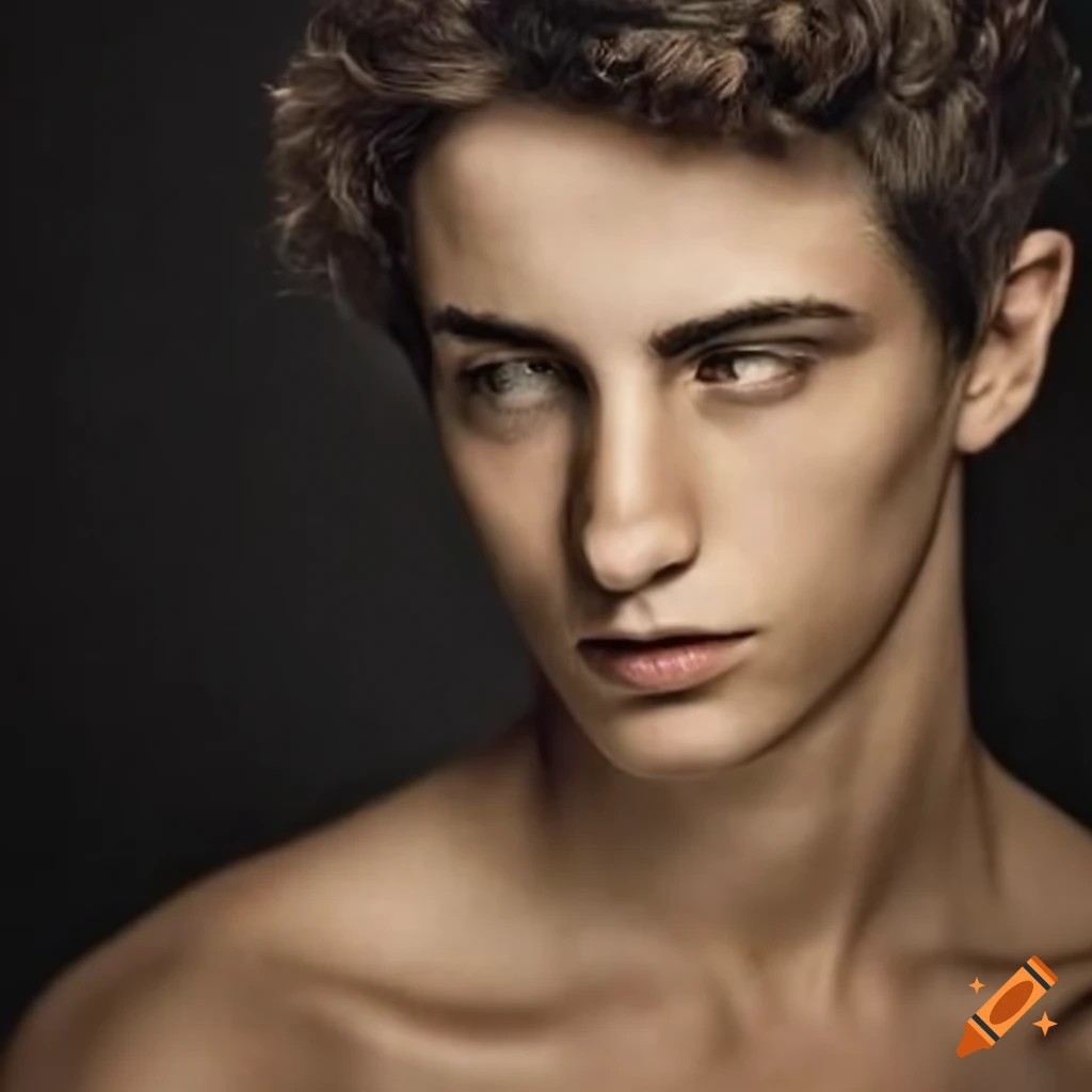 Illustration of a young male greek hero with a knotted lace on his head ...