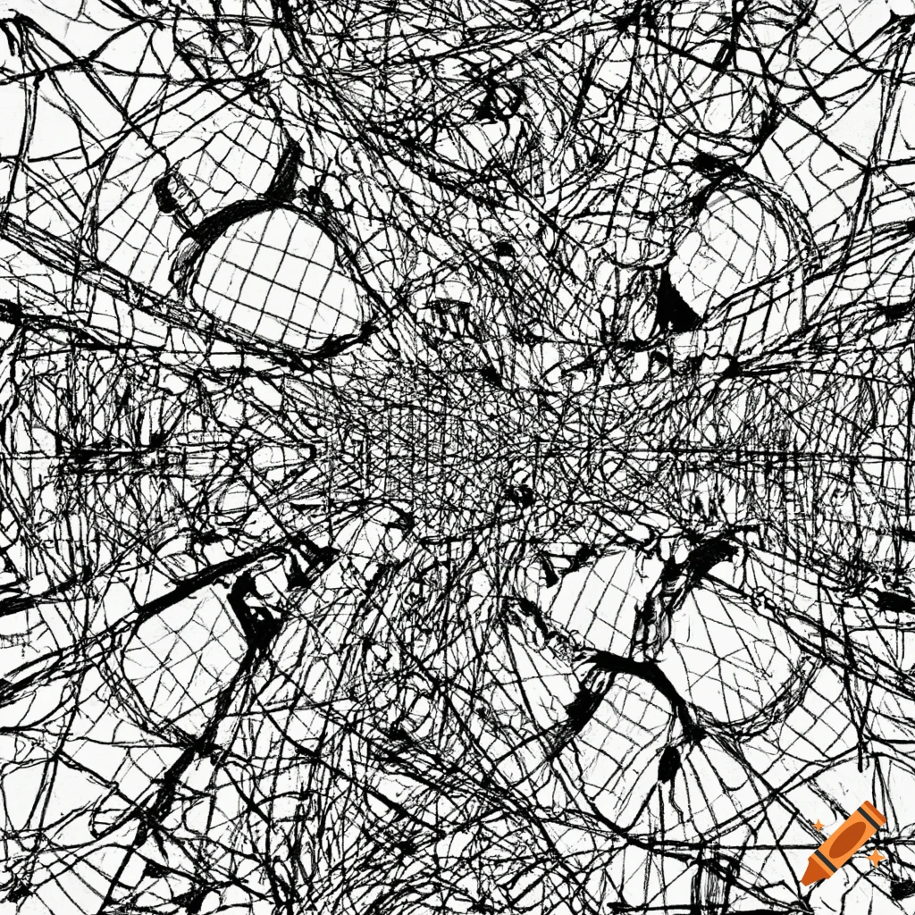 Abstract artwork of complex network lines
