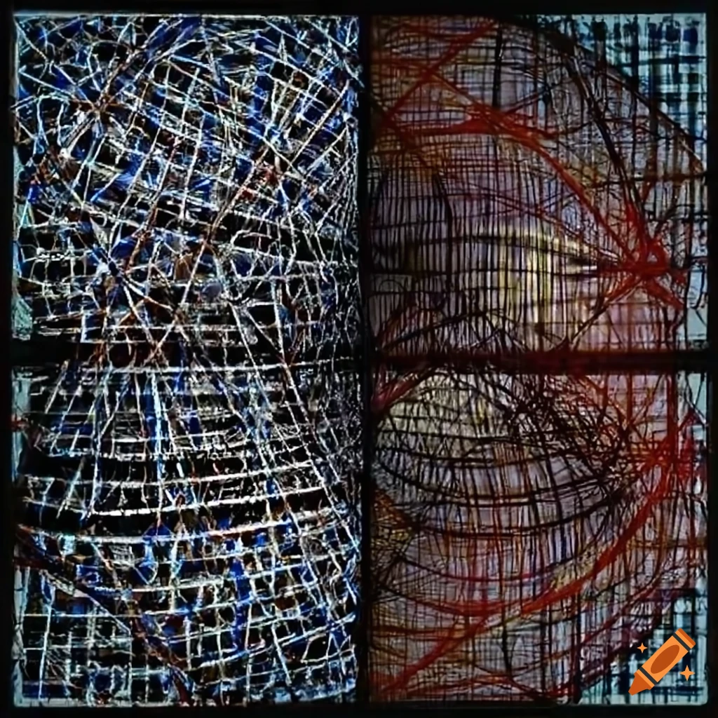 Complex aperiodic network lines artwork on Craiyon