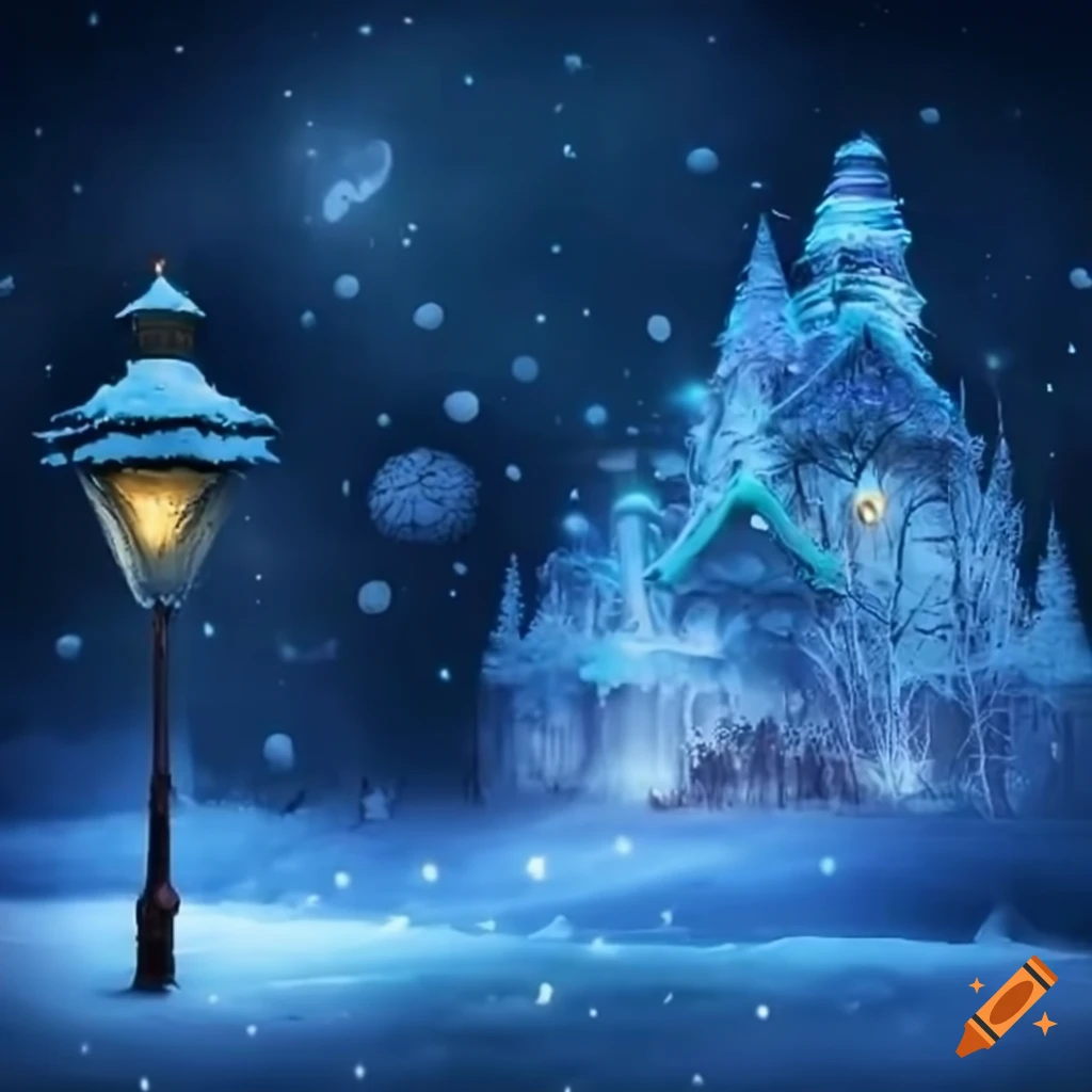 Fantastic snow with sparks in a magical park on Craiyon