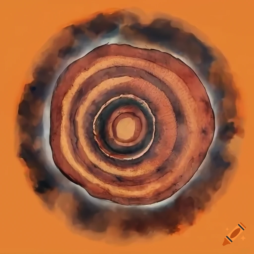 Close-up of a seed with concentric circles on orange background