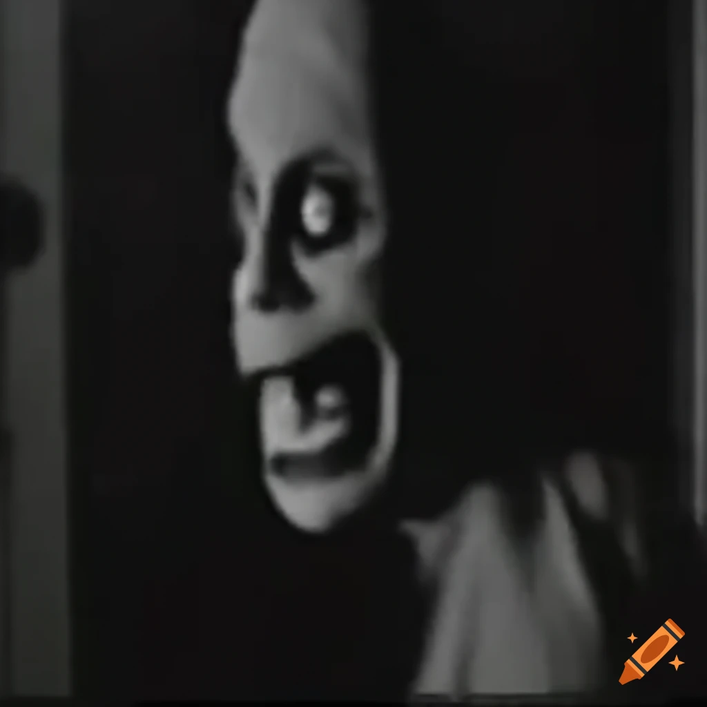 Grainy vhs footage of a spooky man in a hallway on Craiyon