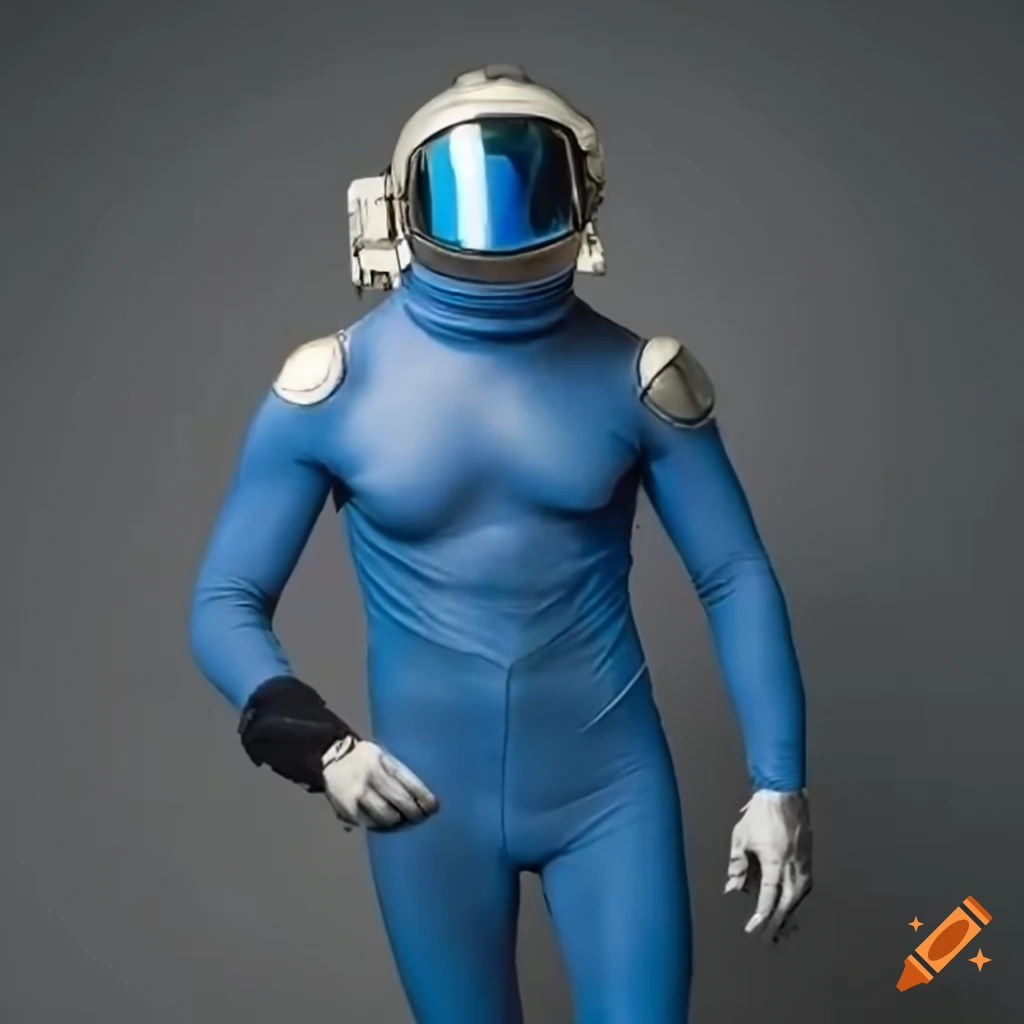 Image of a humanoid alien wearing a blue spacesuit on Craiyon
