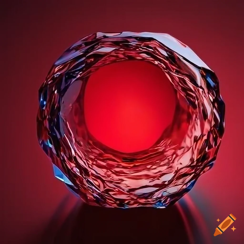 Breathtaking red crystal with facets on Craiyon